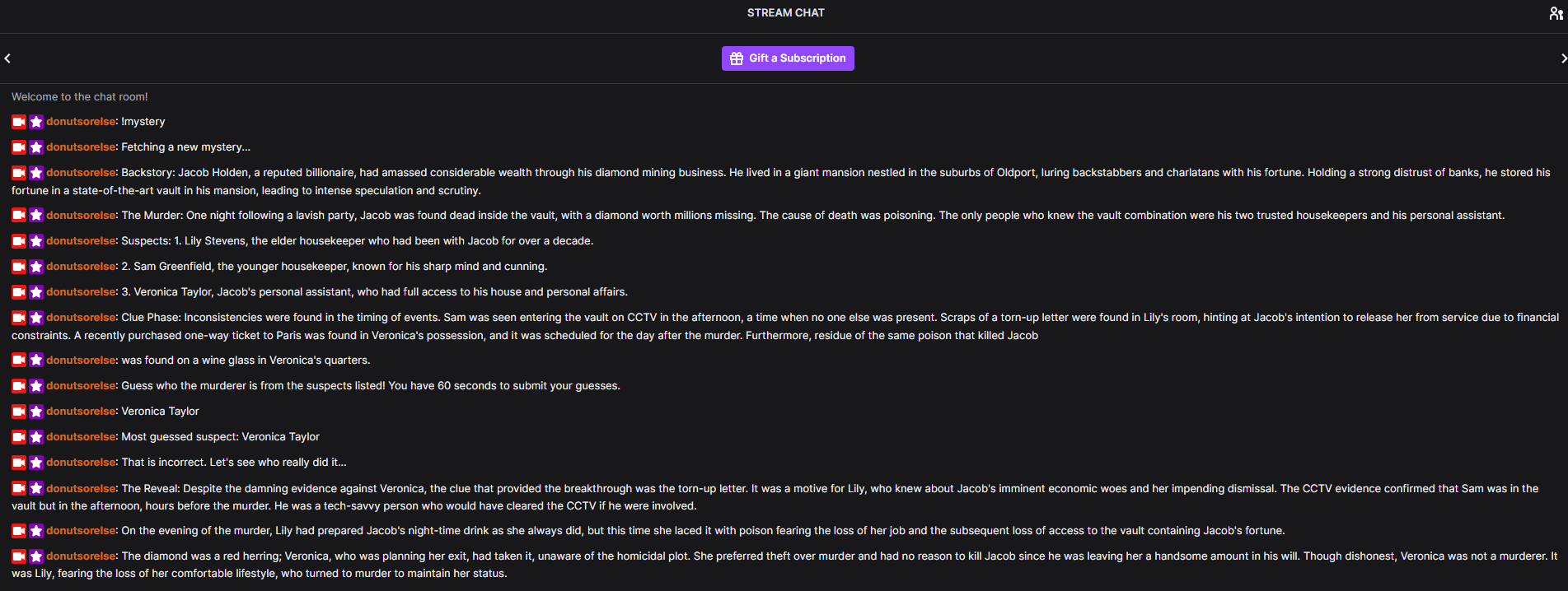 Infinite Murder (Mysteries) on Twitch | Devpost