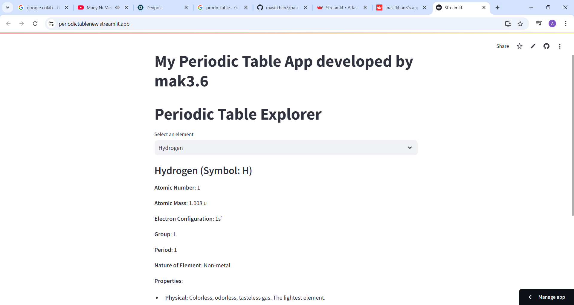 Interactive Periodic Table Application : 118 elements | Devpost