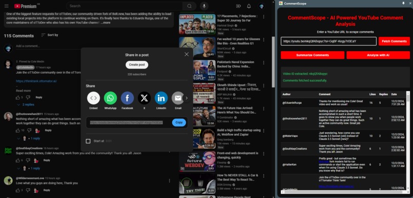 CommentScope - AI Powered YouTube Comment Analysis | Devpost