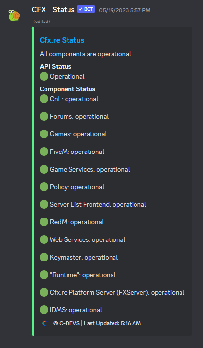 CFX Status Discord Bot | Devpost