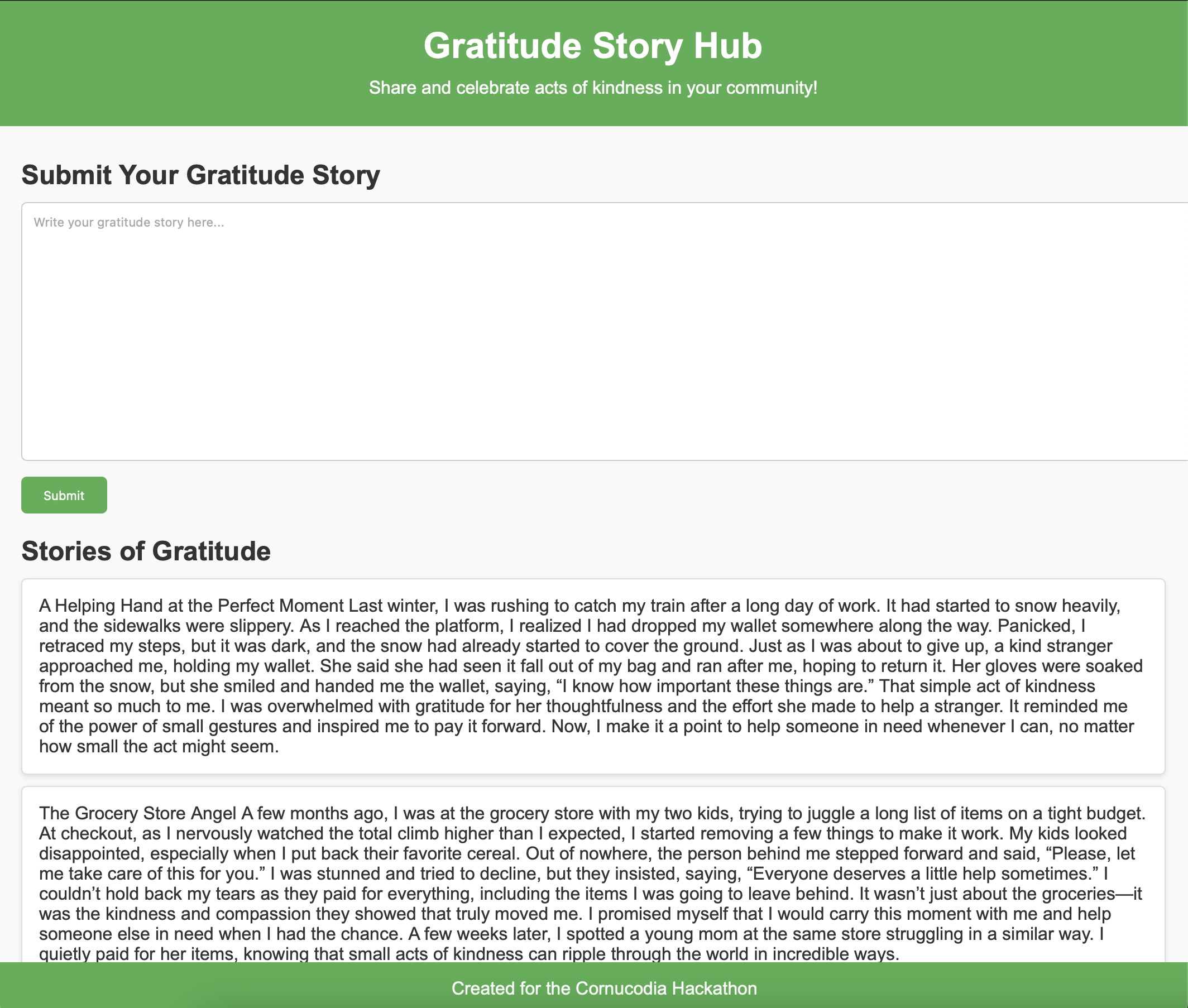 Gratitude Story Hub | Devpost