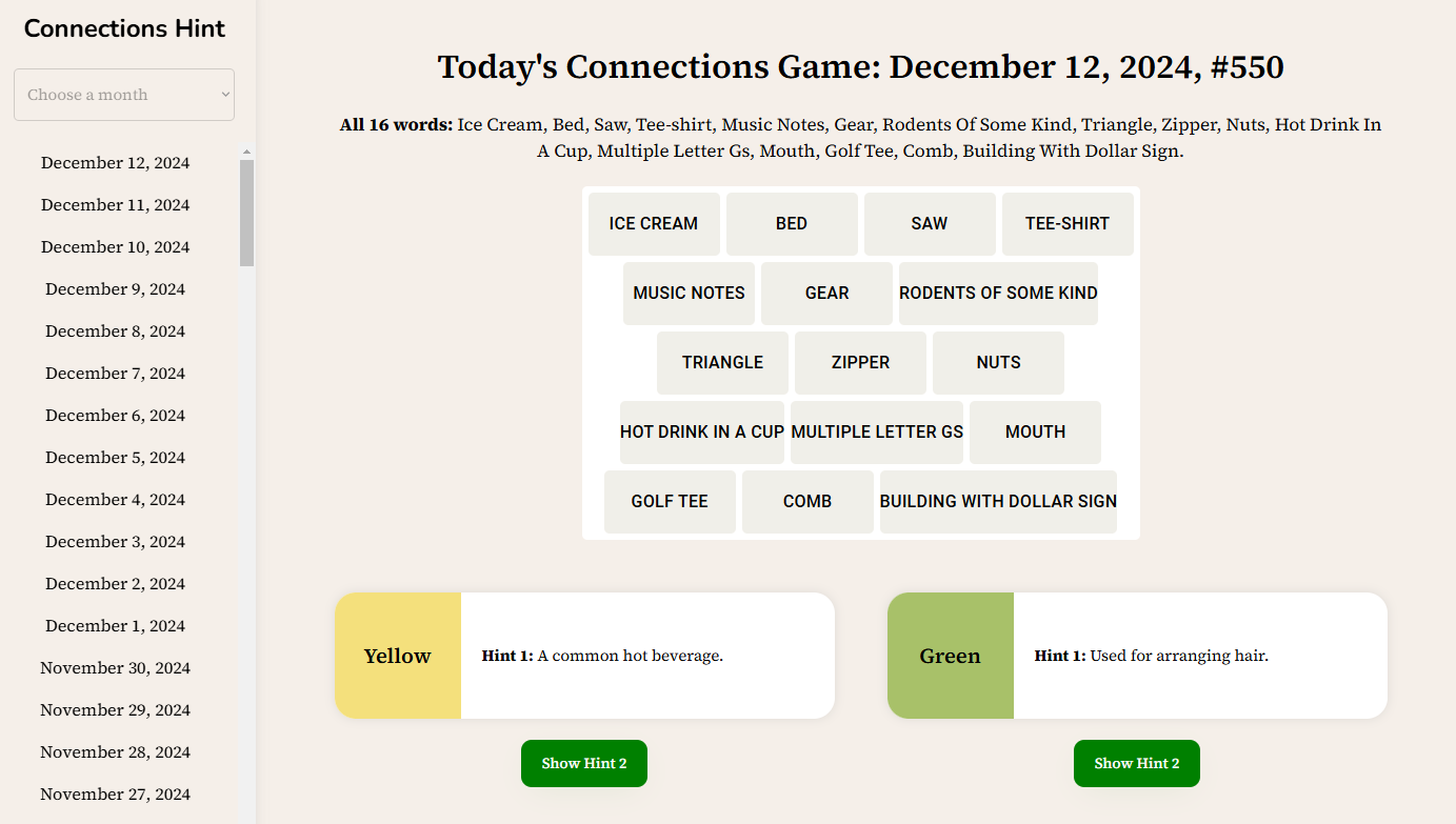 Connections Hint | Devpost