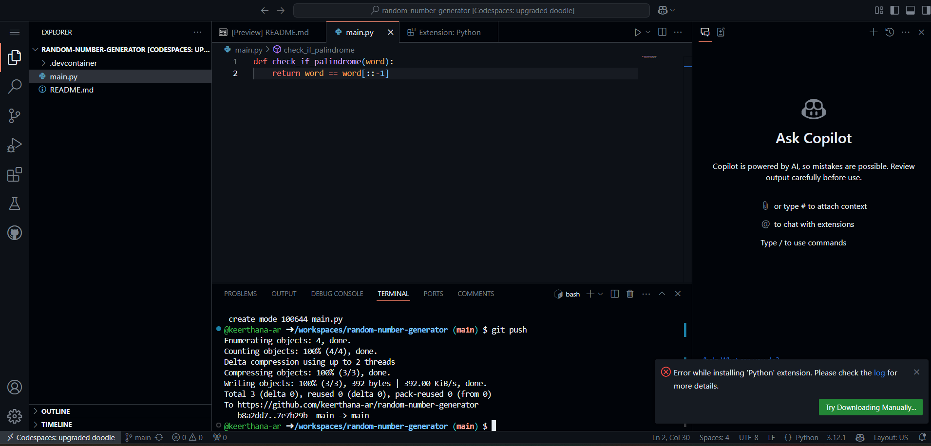 Use GitHub Copilot to solve a challenge | Devpost