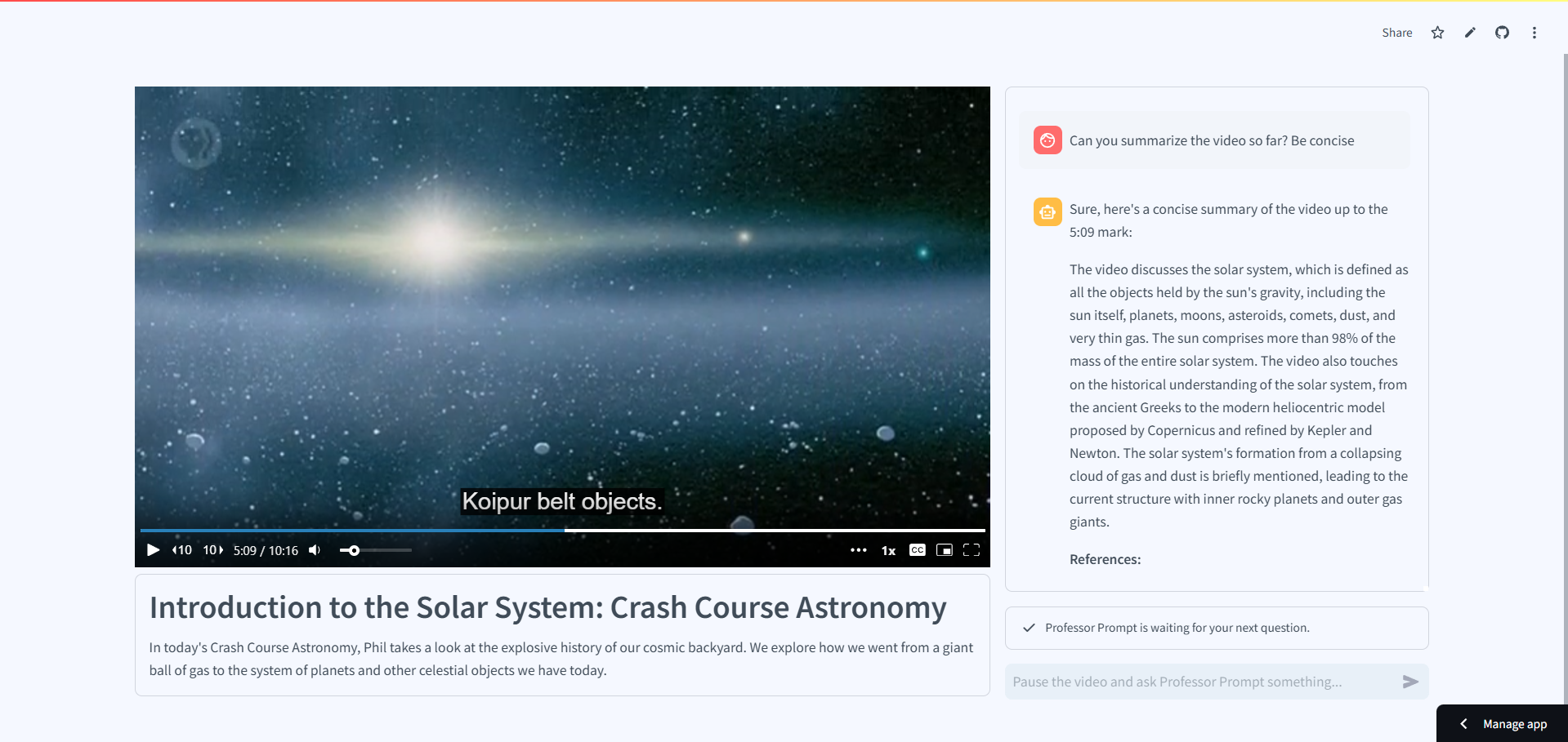 Professor Prompt: Interactive Video Coach | Devpost