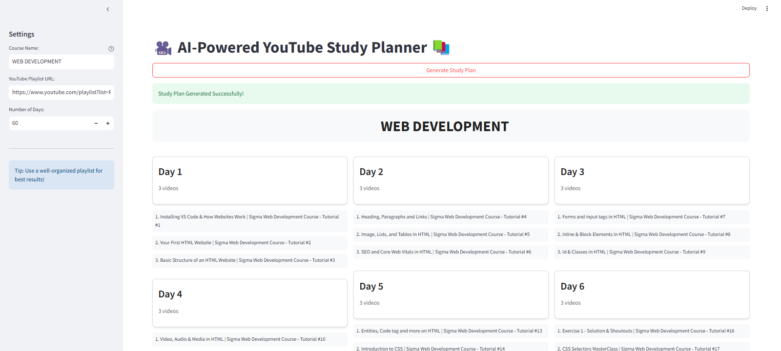 YouTube-Course-Planner-GenAI | Devpost