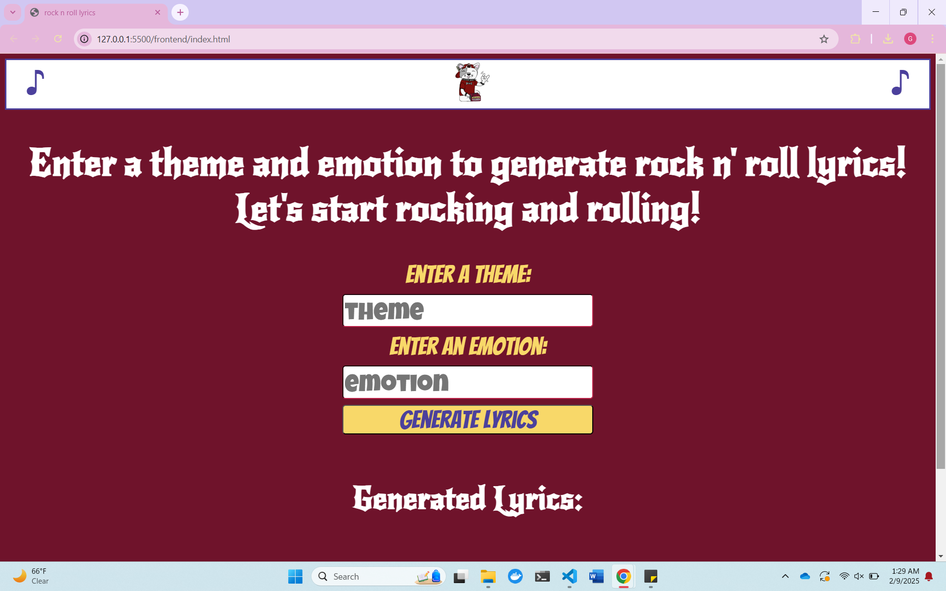 Rock Lyric Generator | Devpost