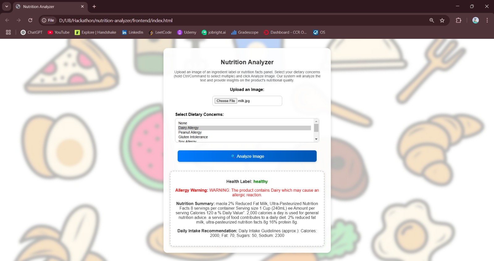 Nutrition Analyzer Web App | Devpost