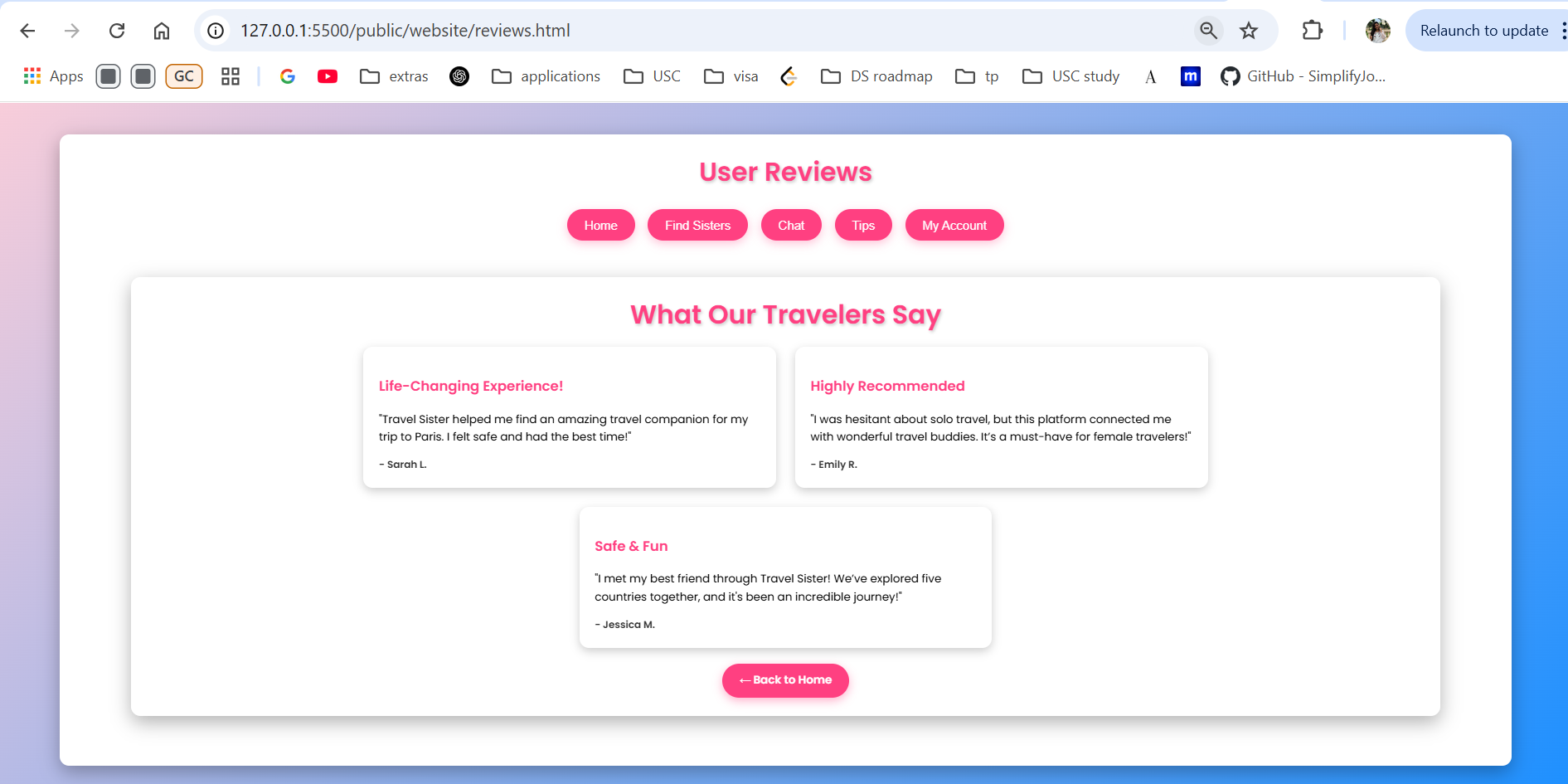 Solo Sisters - your travel companion finder | Devpost