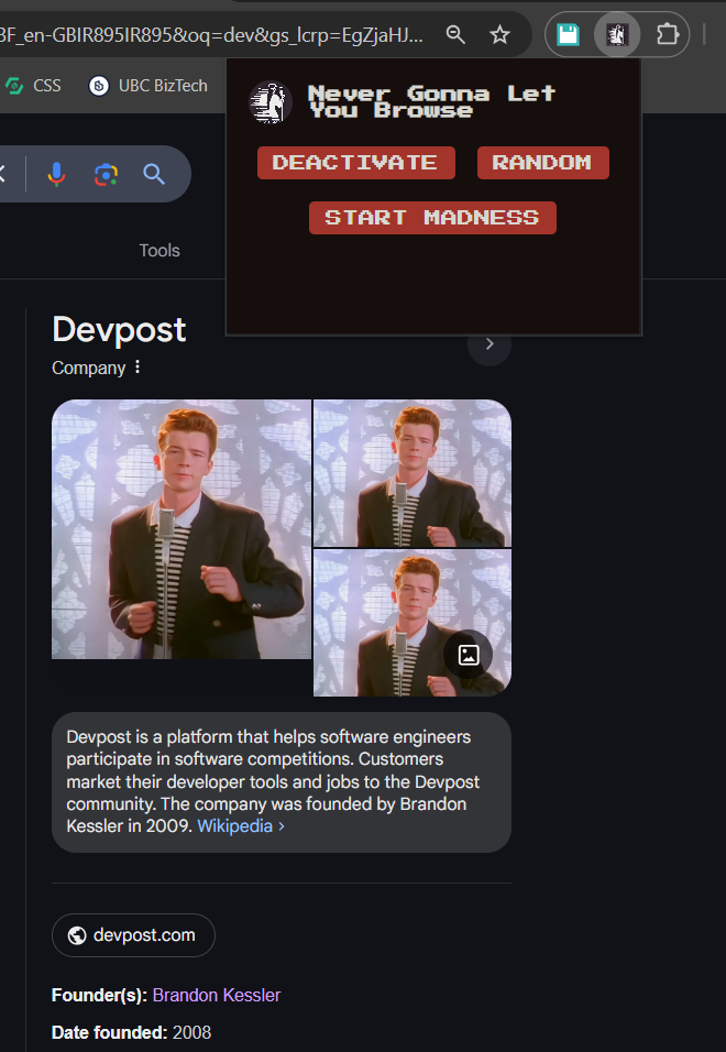 Never Gonna Let You Browse | Devpost