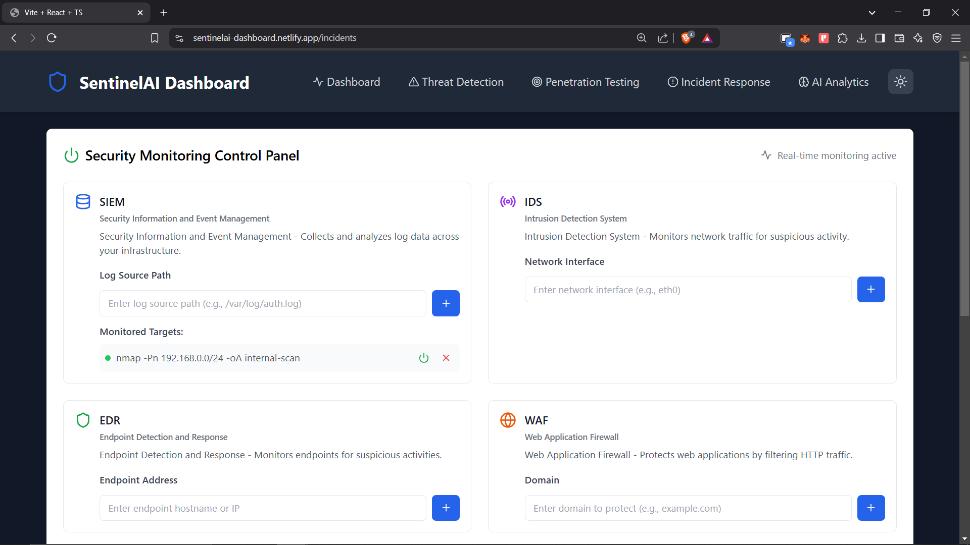 SentinelAI Dashboard | Devpost