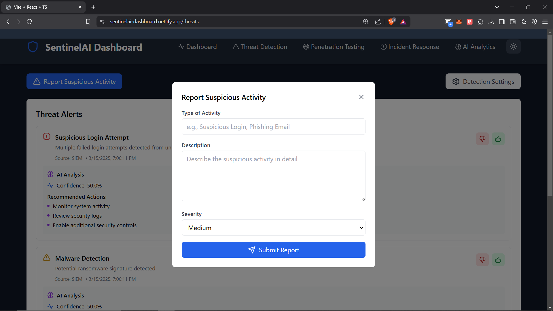 SentinelAI Dashboard | Devpost