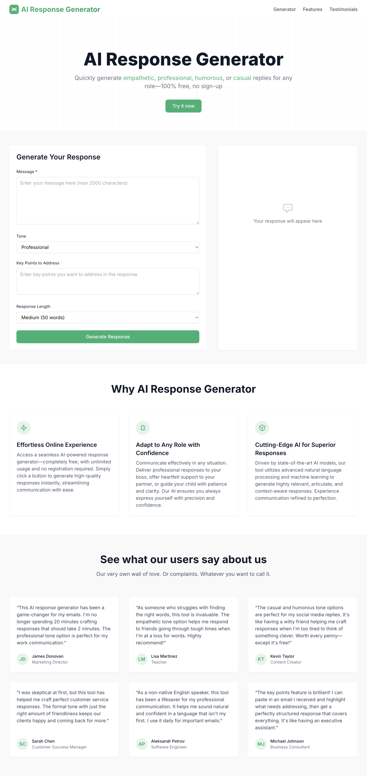 AI Response Generator | Devpost