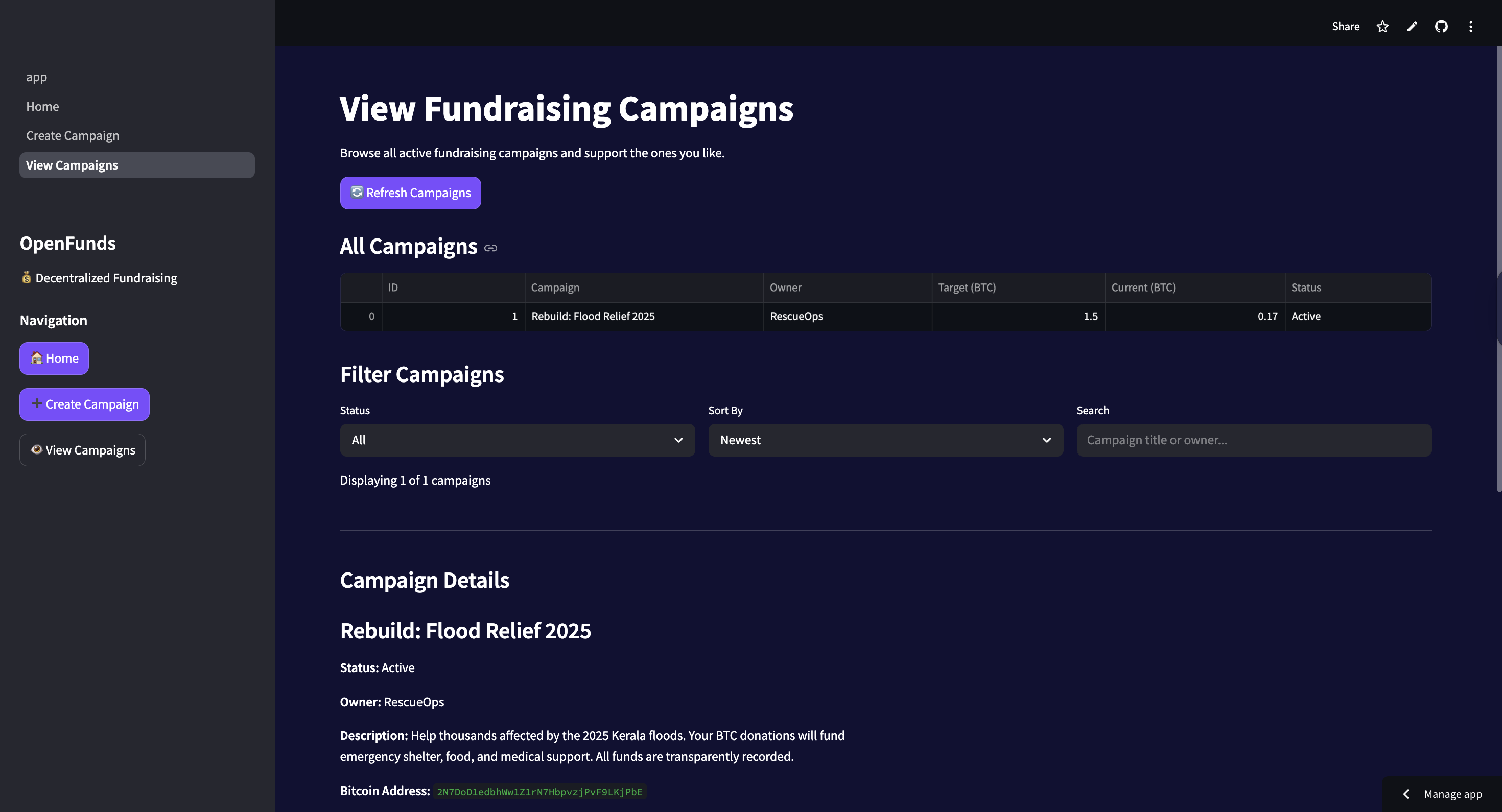 OpenFunds – Decentralized Fundraising App | Devpost