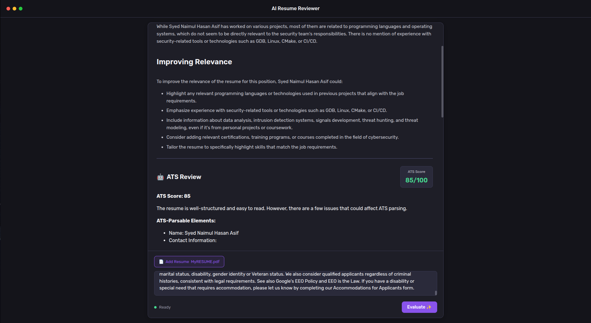 AI Resume Reviewer | Devpost