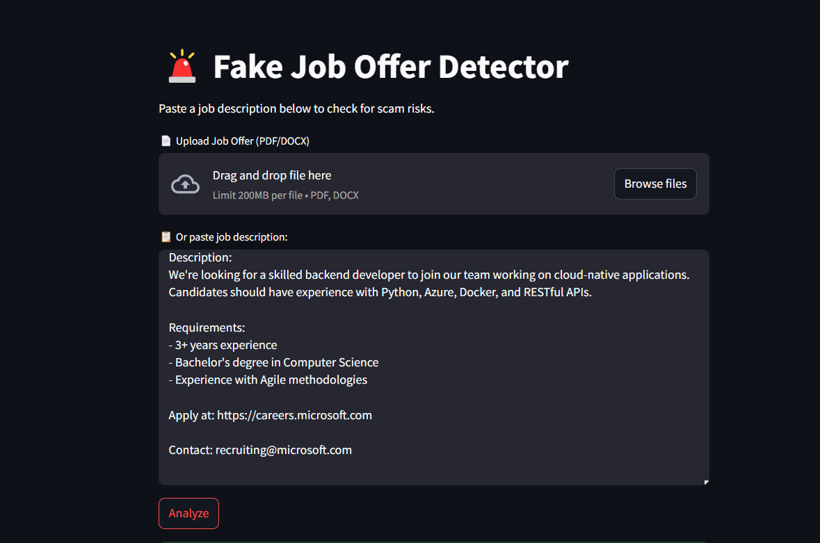 fake job detector | Devpost