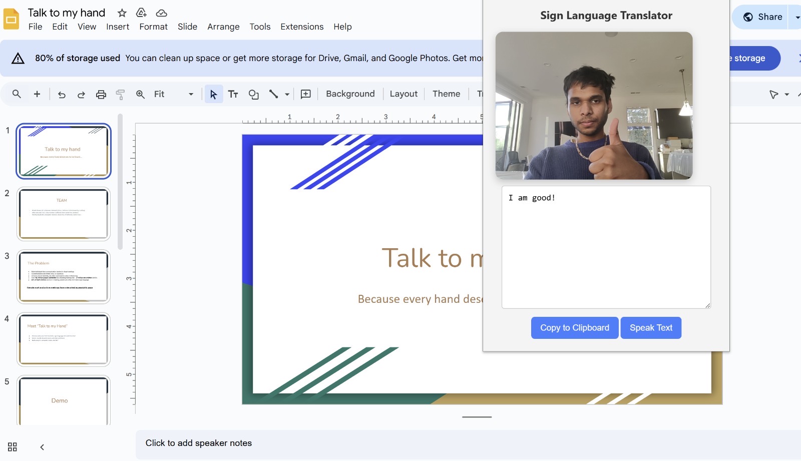 Talk to my hand | Devpost