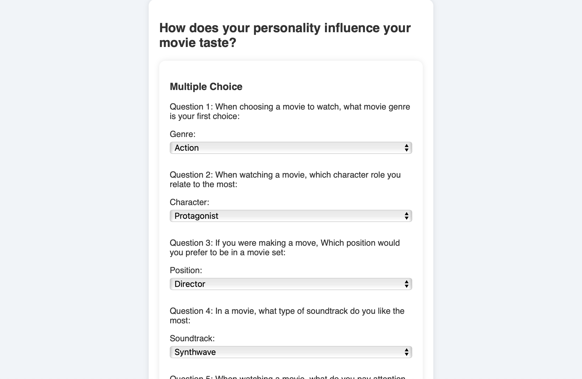 Movie-based Personality Quiz | Devpost