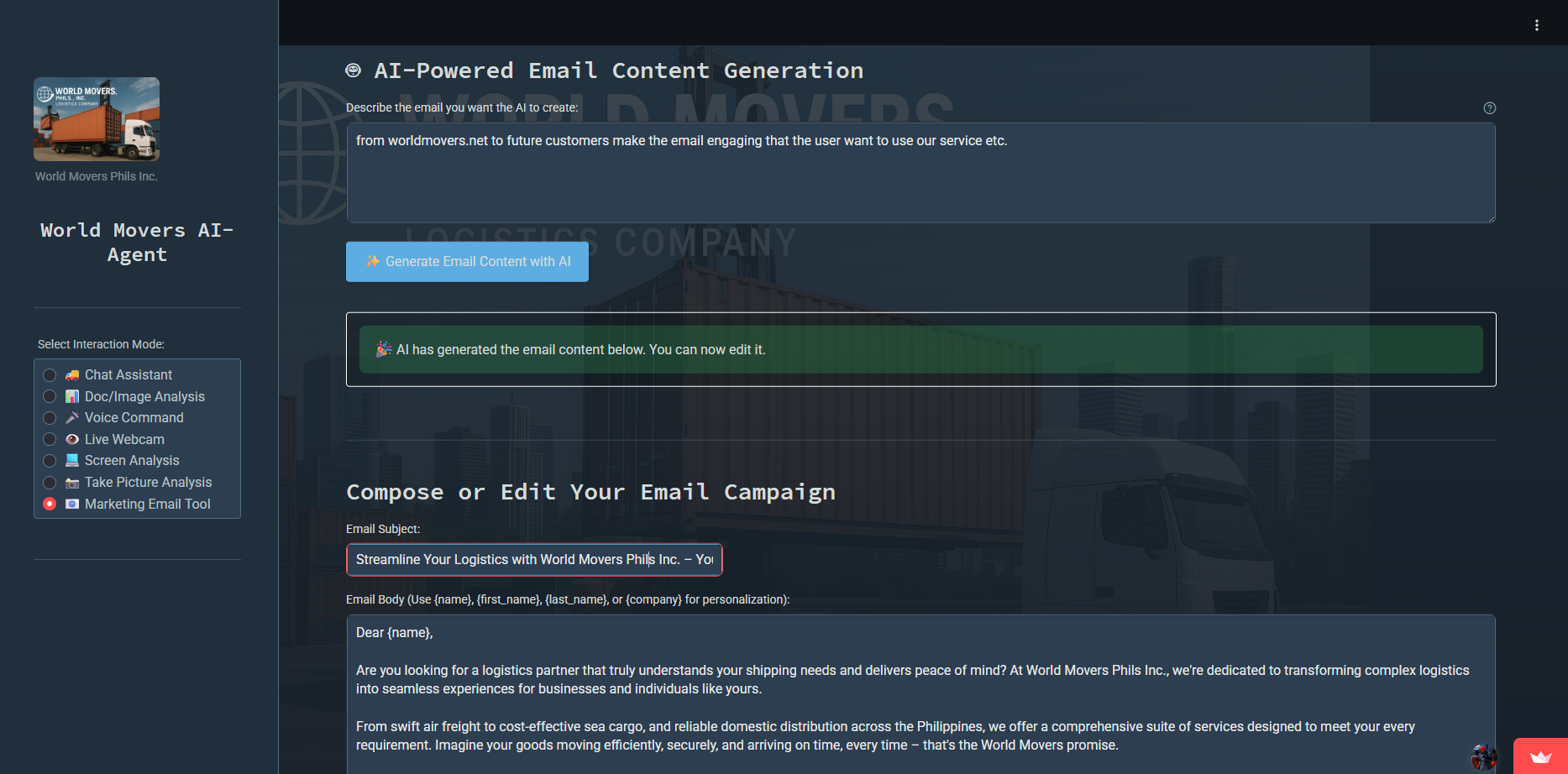 World Movers AI-Agent Drone, Customer Service, & Marketing | Devpost