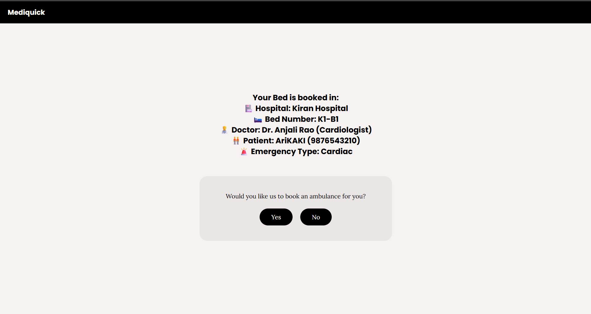 Mediquick - AI Based Emergency Hospital Bed Booking System | Devpost