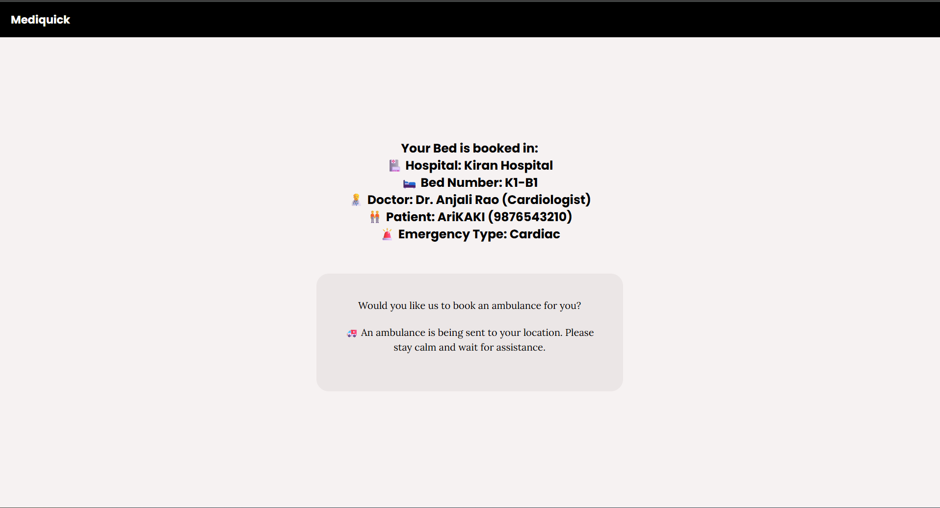 Mediquick - AI Based Emergency Hospital Bed Booking System | Devpost