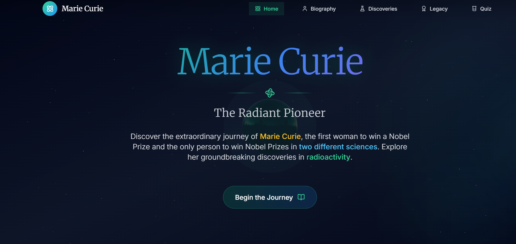 Marie Curie: The Radiant Pioneer | Devpost