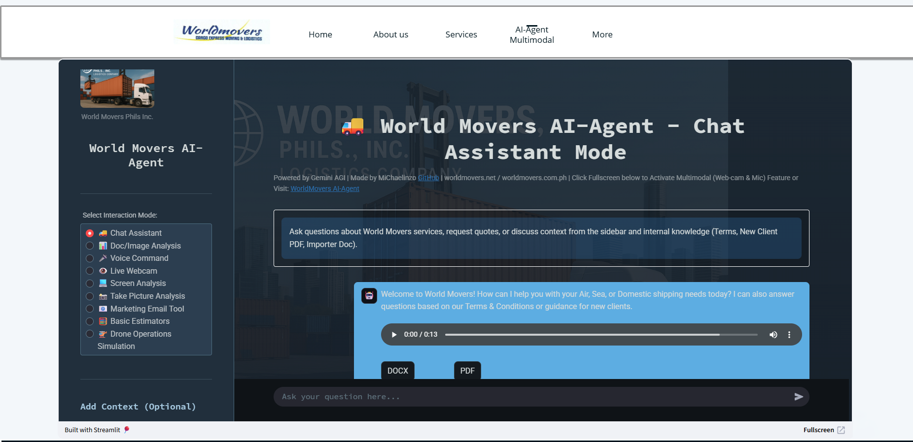 World Movers AI-Agent Drone, Customer Service, & Marketing | Devpost