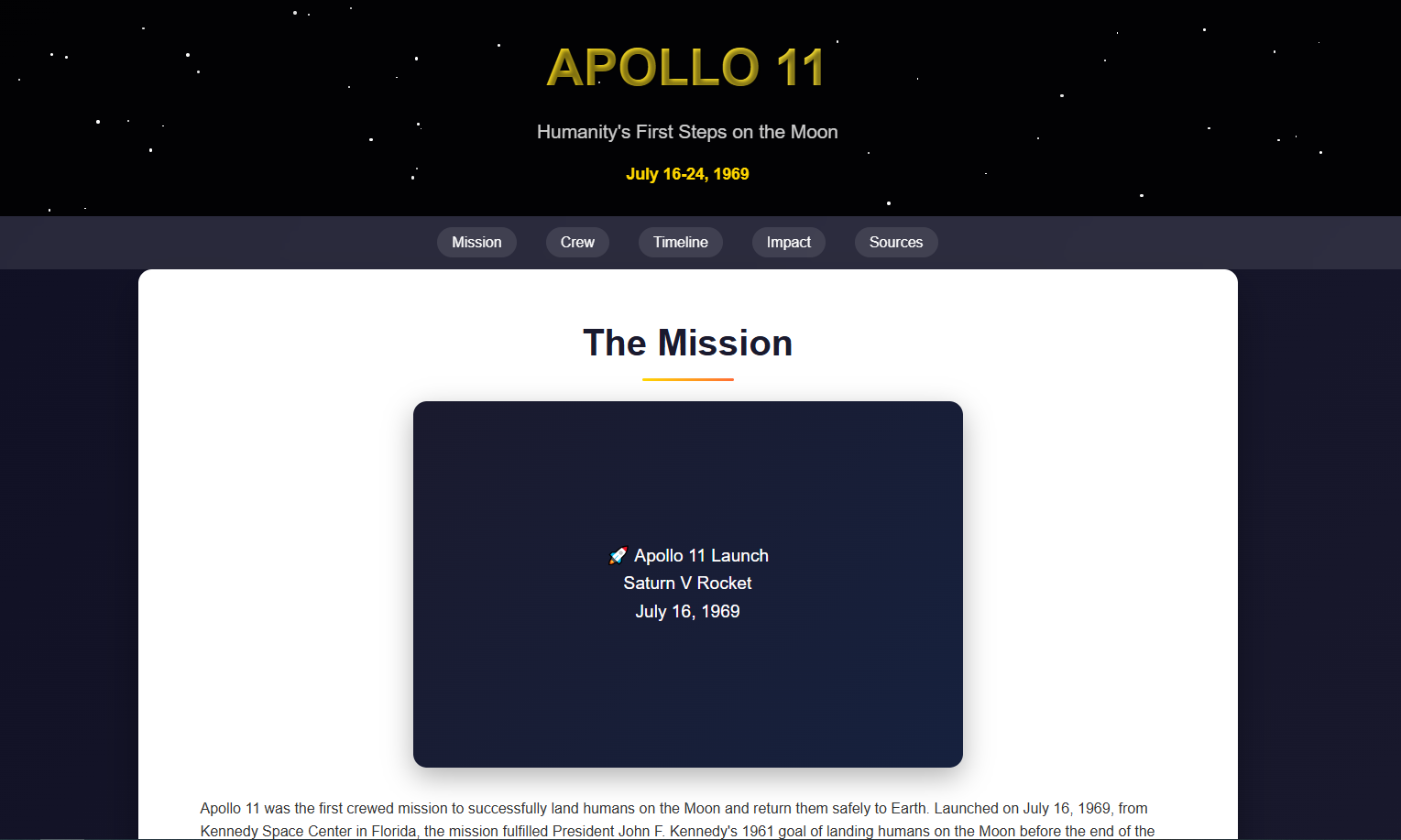 The 1969 Apollo 11 Moon Landing | Devpost