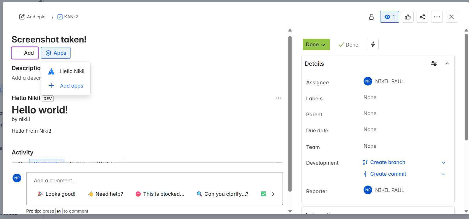 Hello World Jira App | Devpost