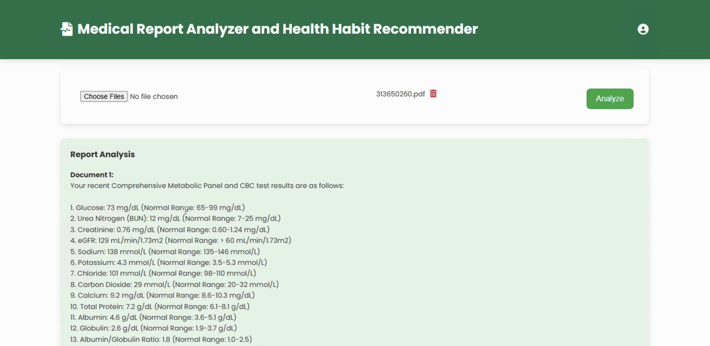 Medical Report Analyzer & Healthy Habits Recommender | Devpost
