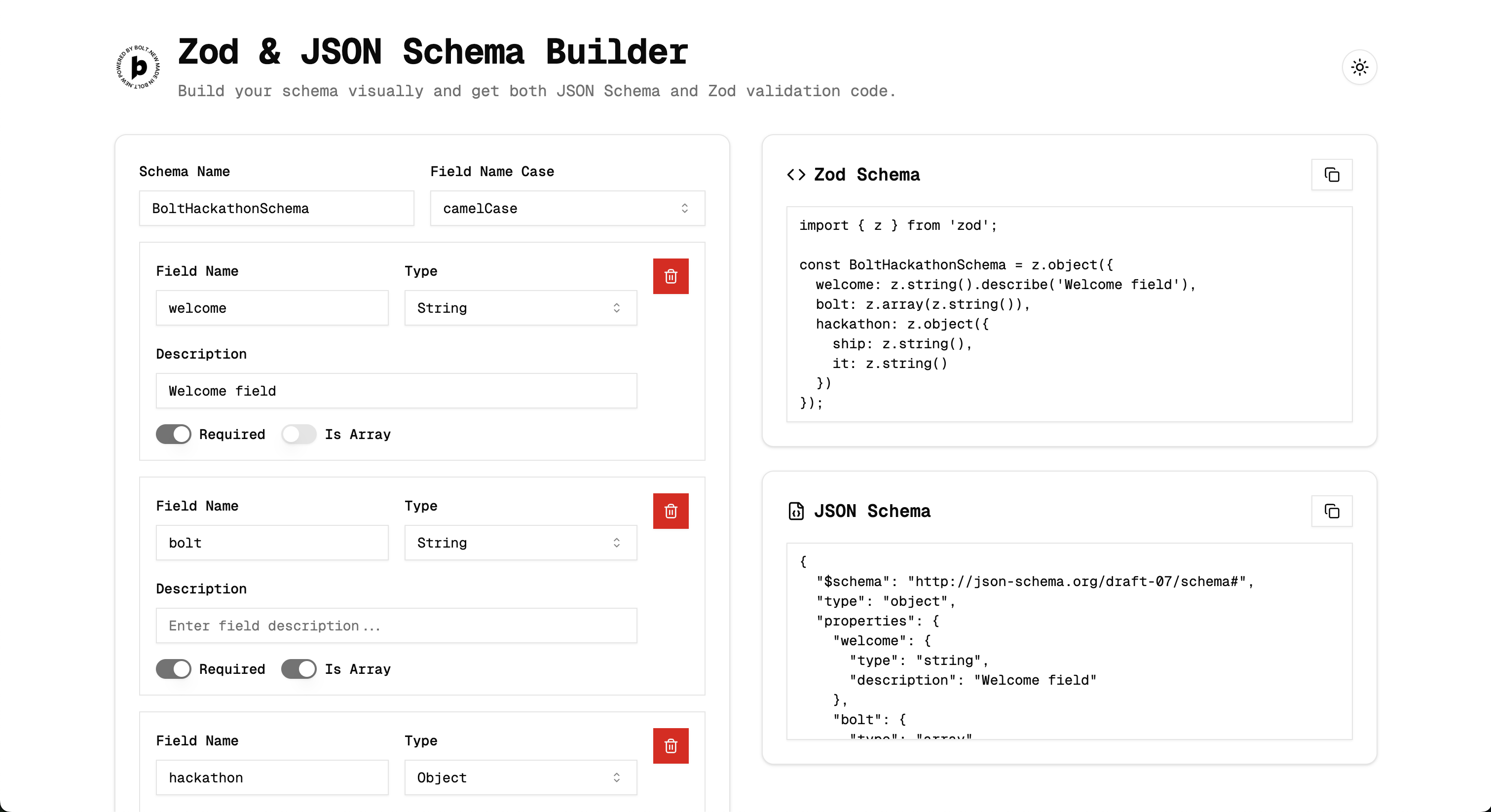 Zod & JSON Schema Builder | Devpost
