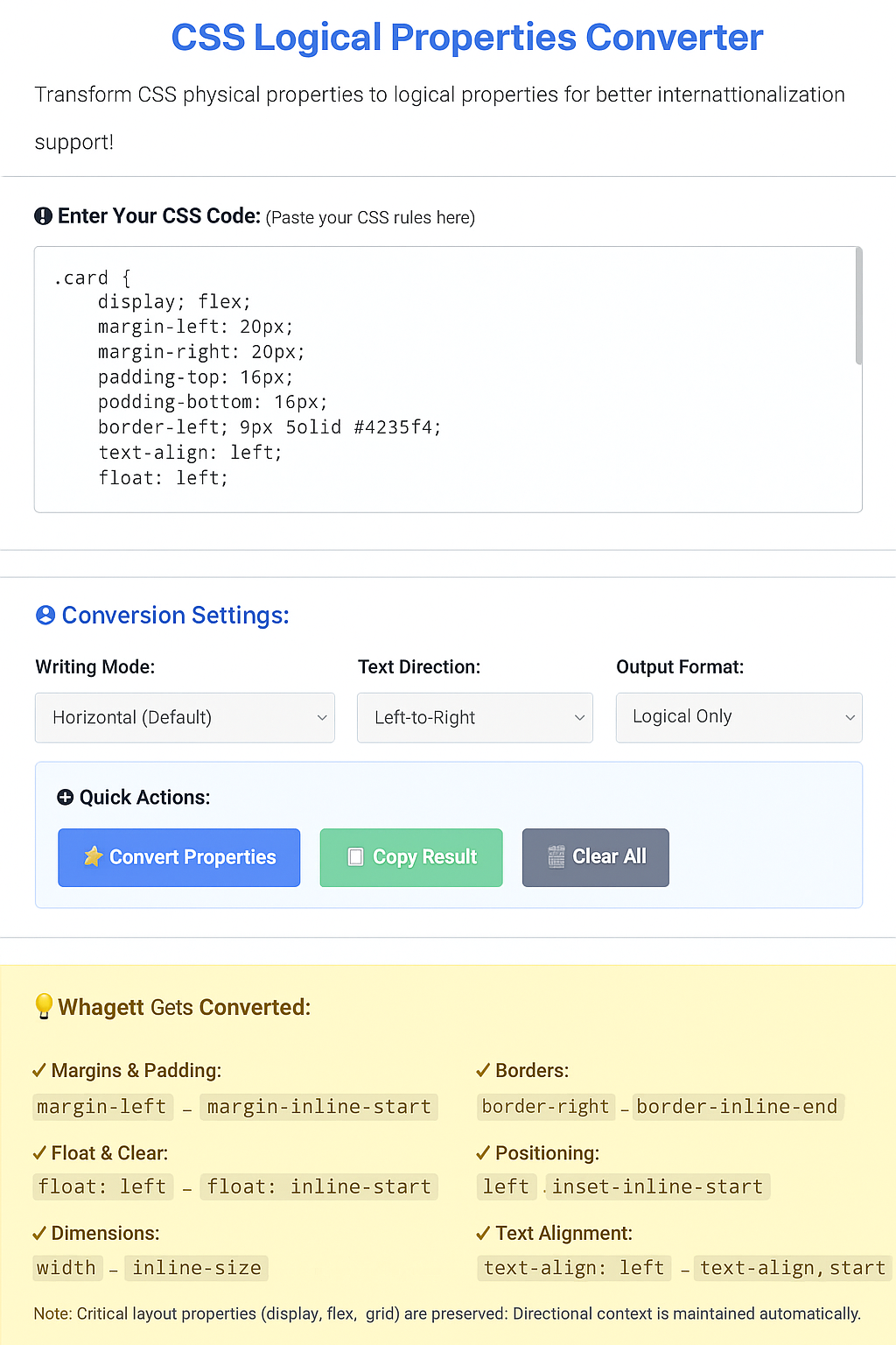 CSS Logical Properties Converter | Devpost