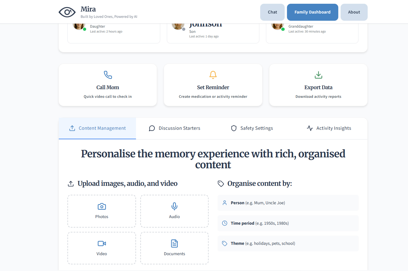 Mira: Built by Loved Ones, Powered by AI | Devpost