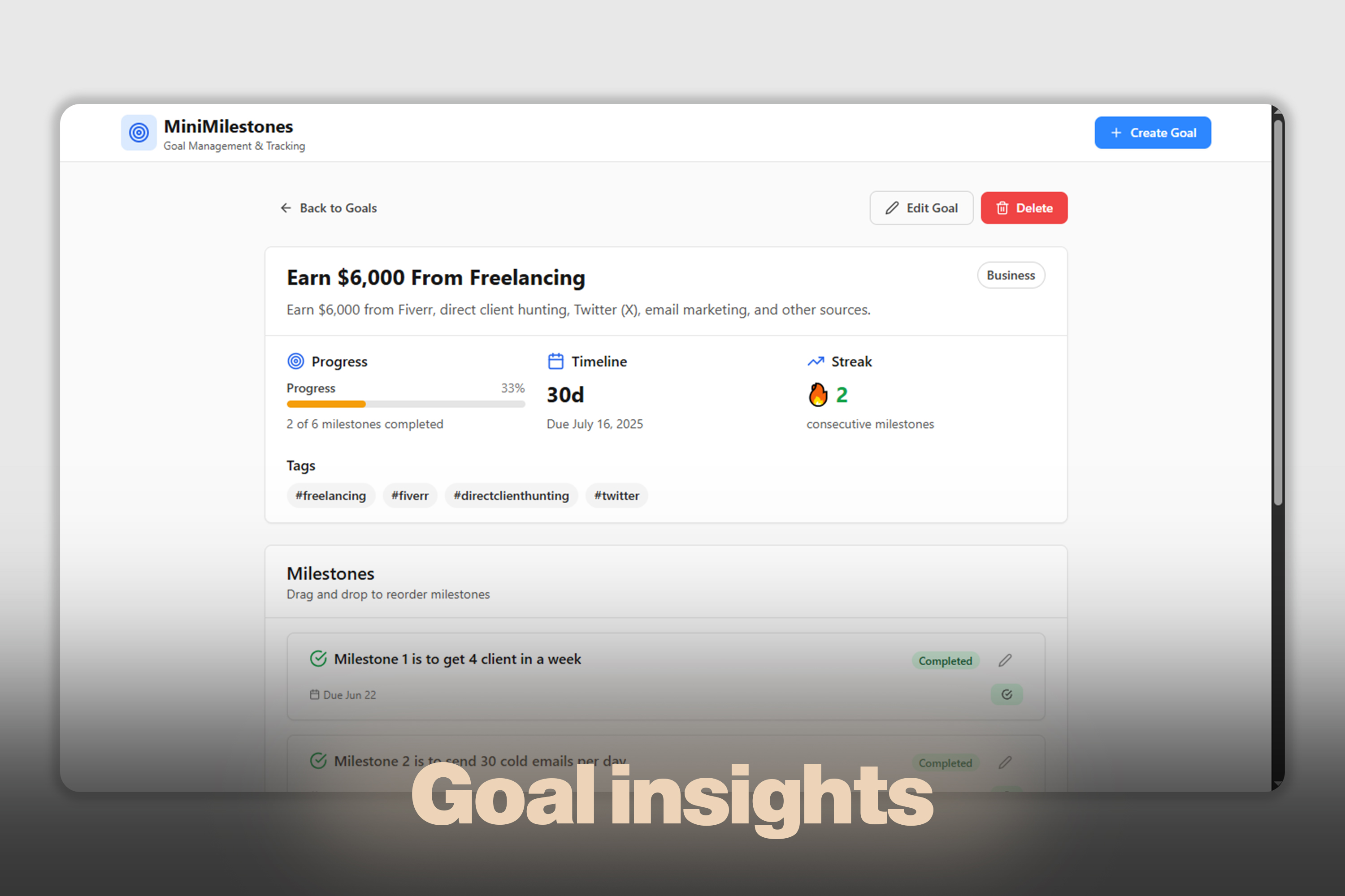 MiniMilestones - Goal Management & Milestone Tracking App | Devpost