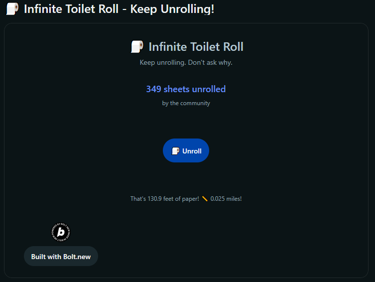 Infinite Toilet Roll | Devpost