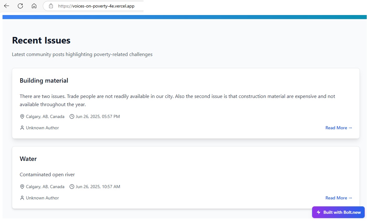 Voices on Poverty - A Platform for Empathy and Solutions | Devpost
