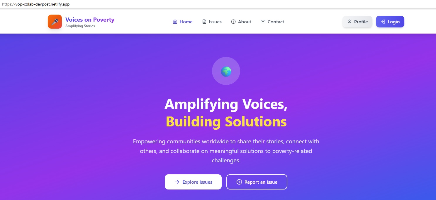 Voices on Poverty - A Platform for Empathy and Solutions | Devpost