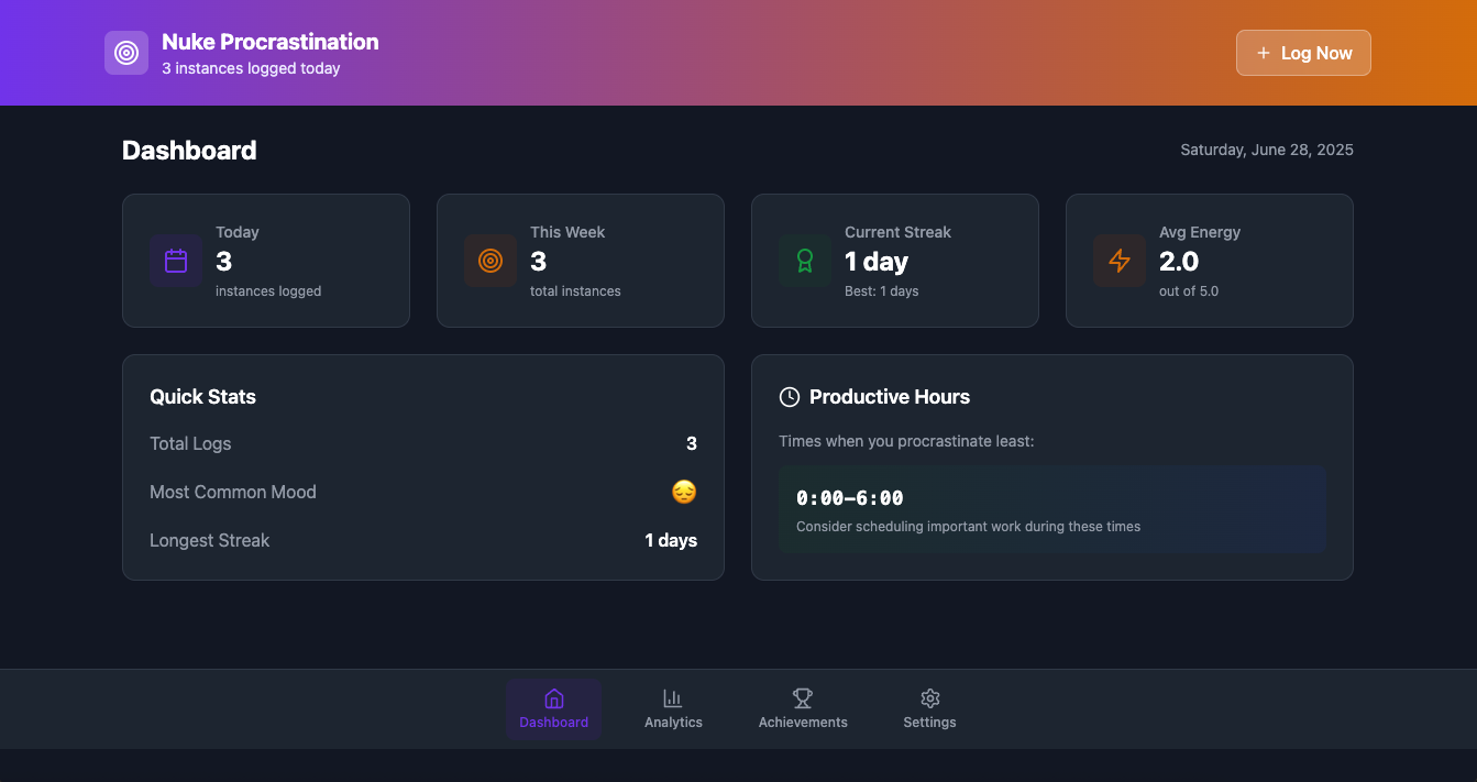 Nuke Procrastination | Devpost