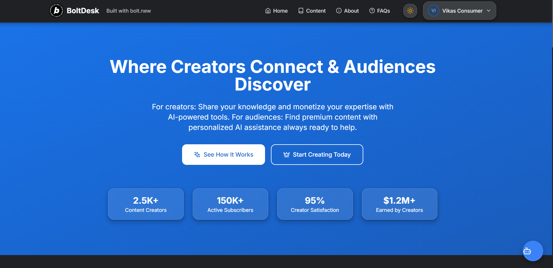 BoltDesk - AI powered creator Micro portal | Devpost