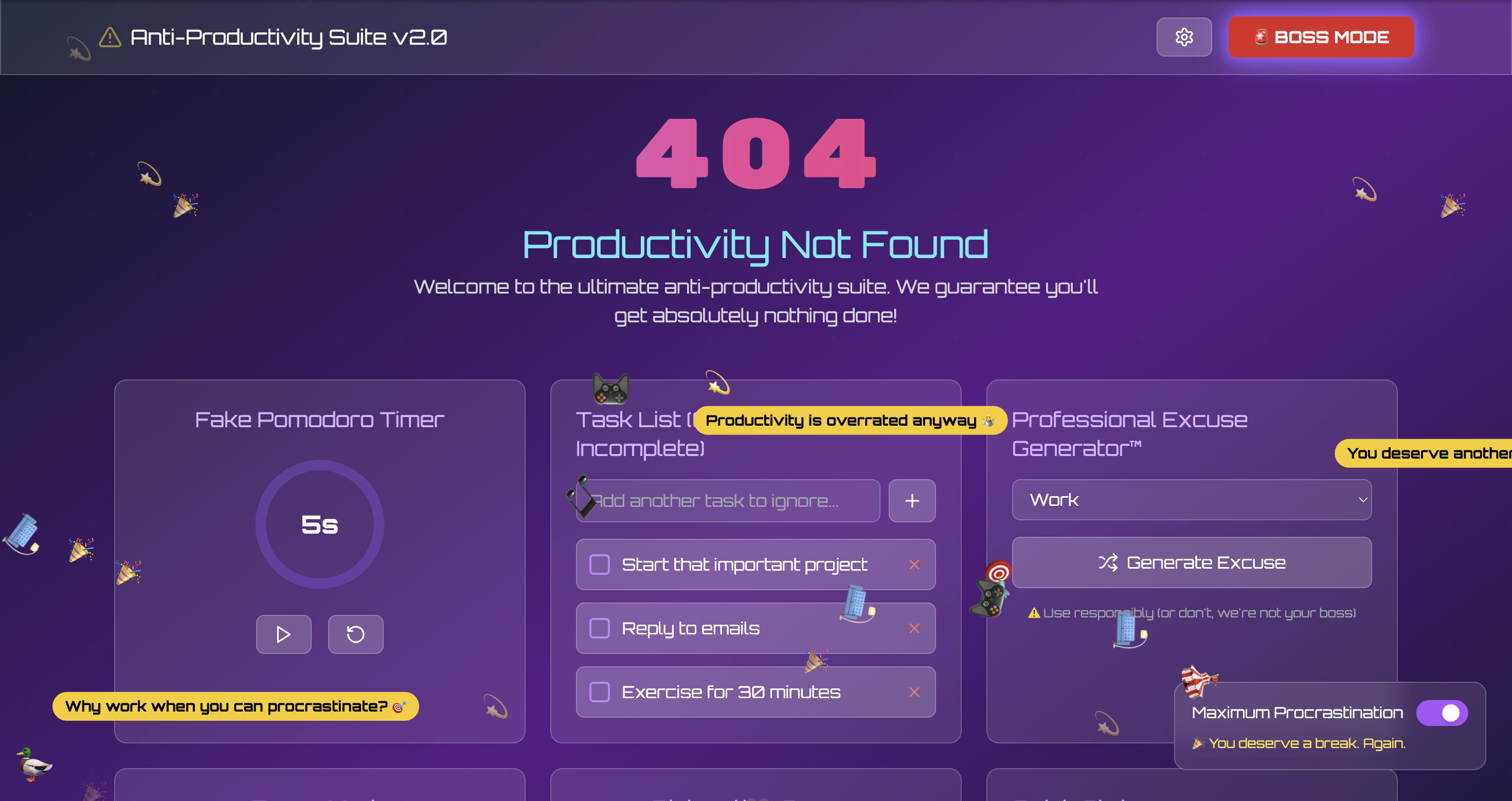 Anti-Productivity Suite v2.0 | Devpost