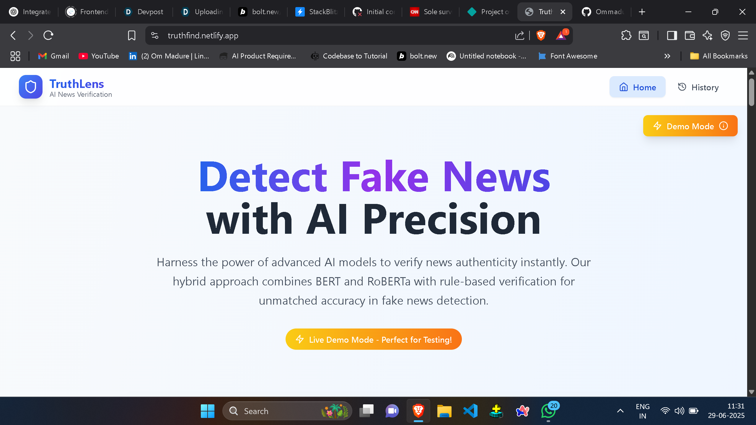 Truthlens - AI- powered fake news detector | Devpost
