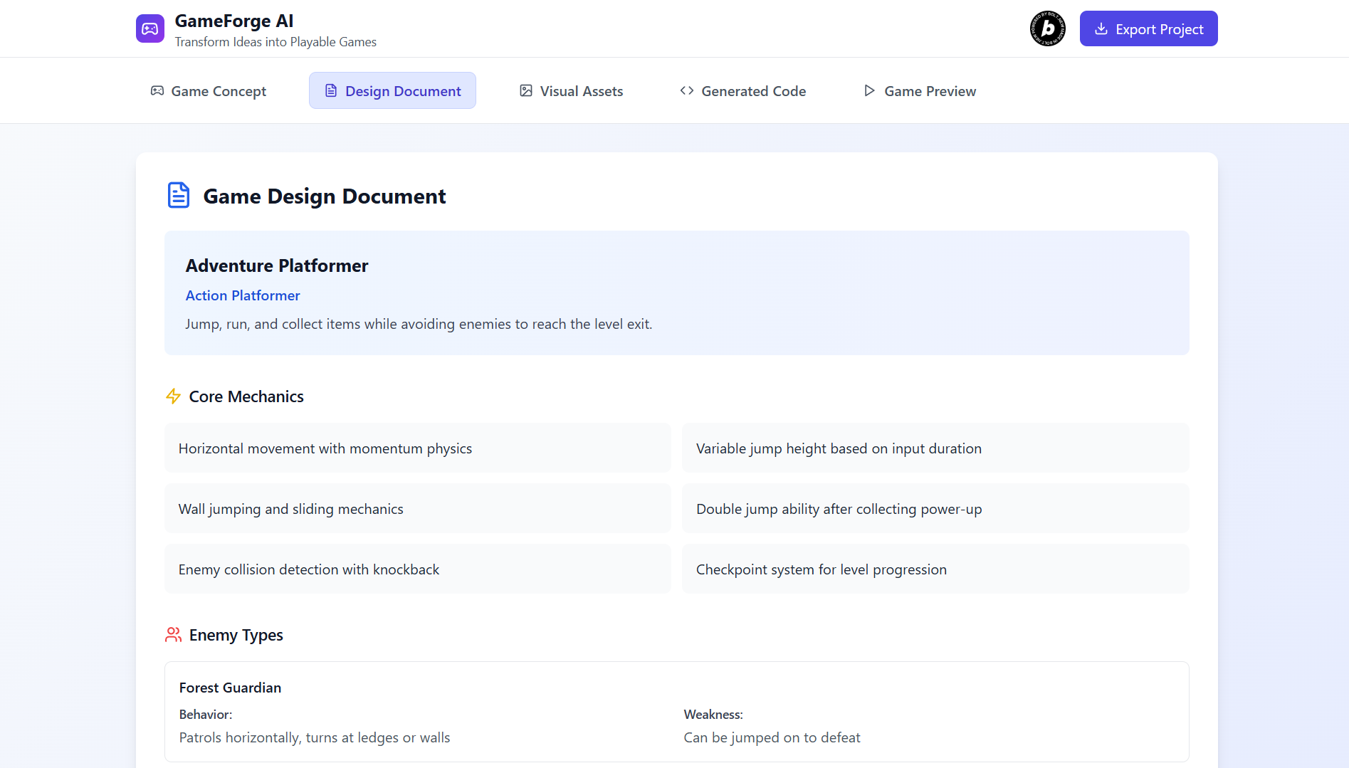 GameForge AI – generate a playable game from a single prompt | Devpost