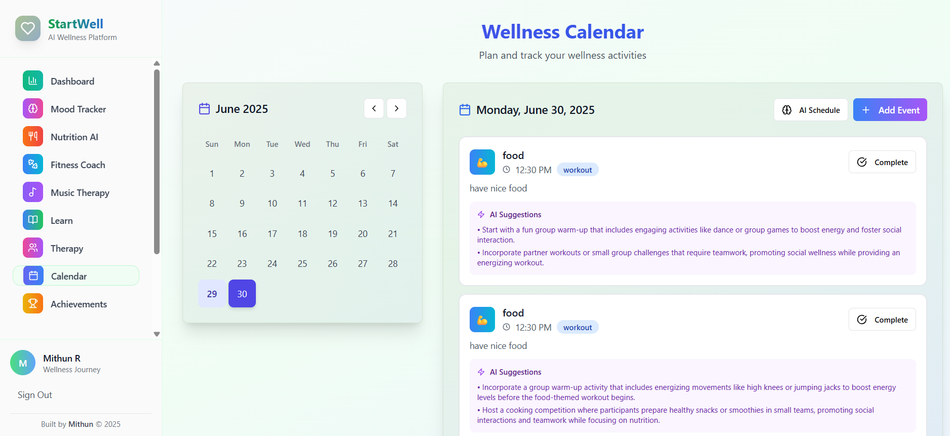 StartWell : AI powered Wellness App | Devpost