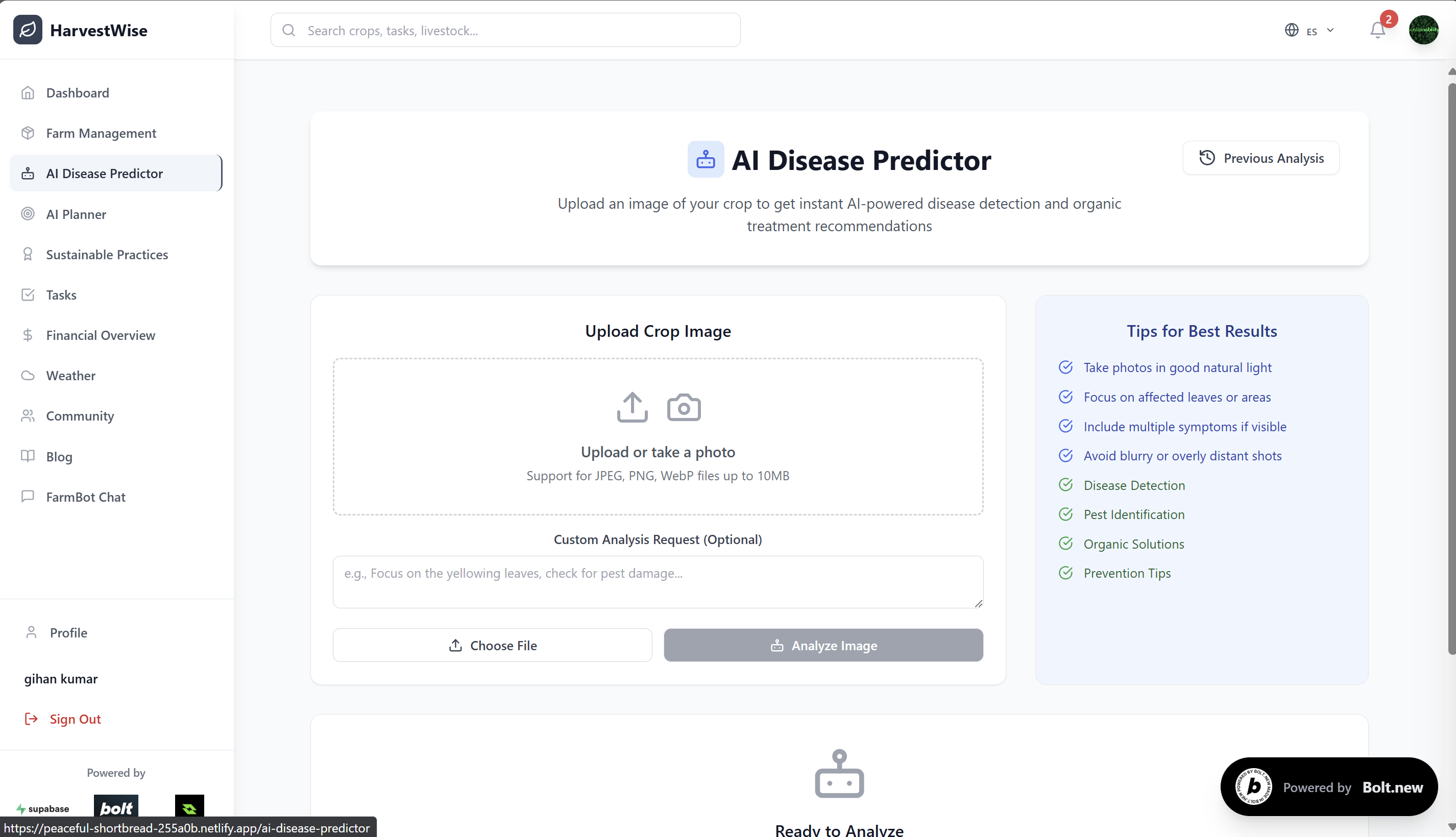 HarvestWise - Sustainable Farming Platform | Devpost