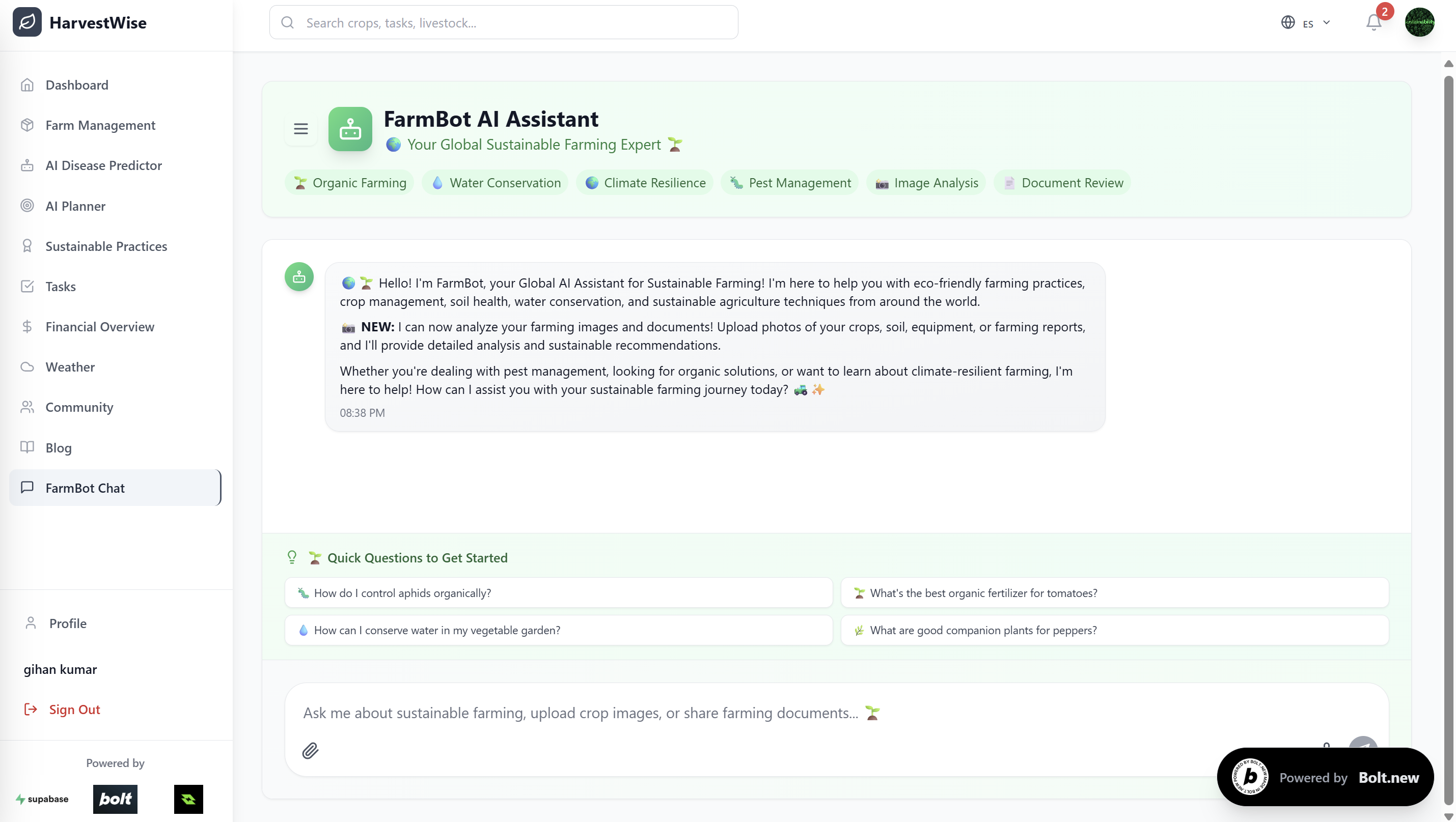 HarvestWise - Sustainable Farming Platform | Devpost