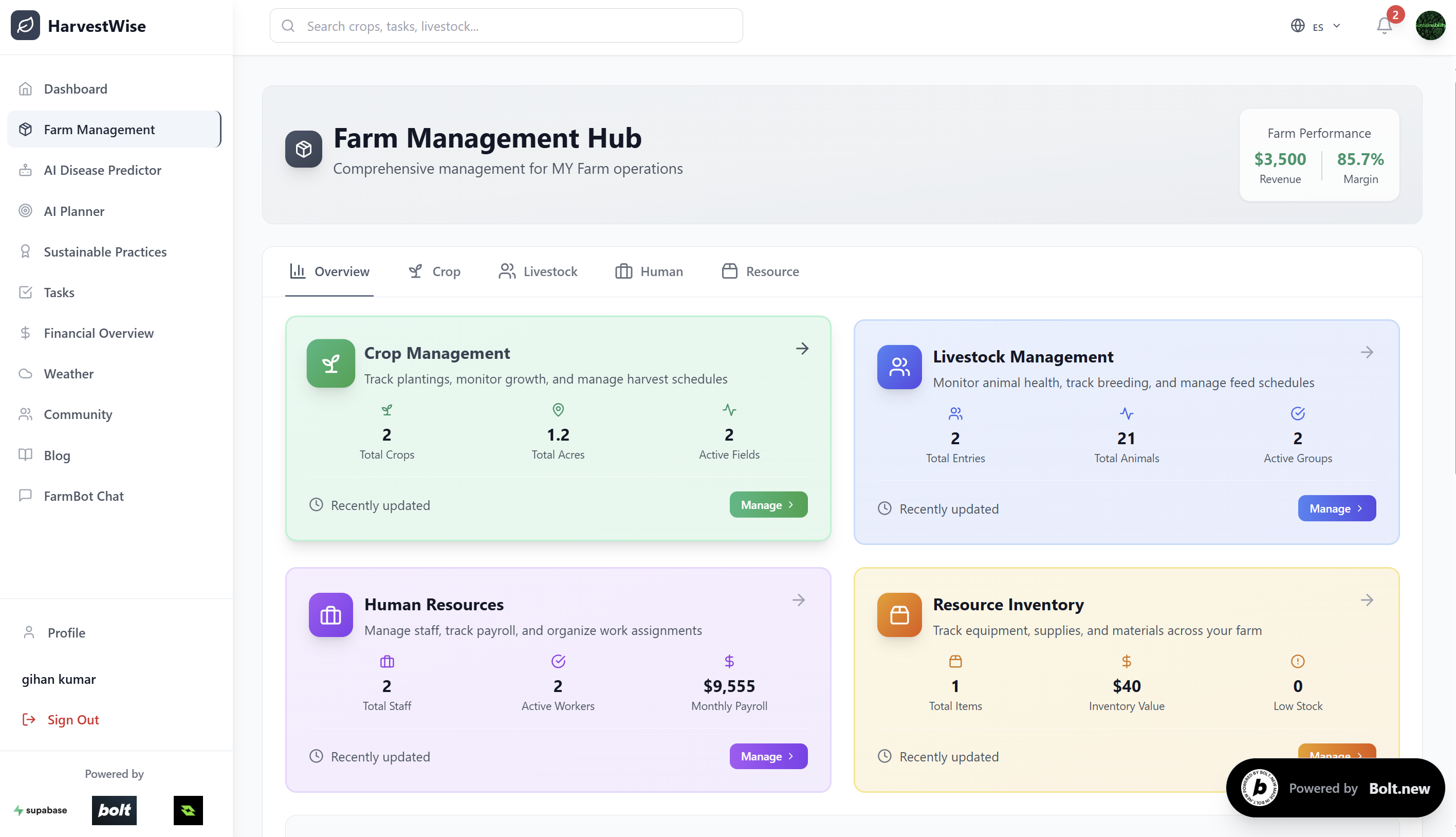 HarvestWise - Sustainable Farming Platform | Devpost