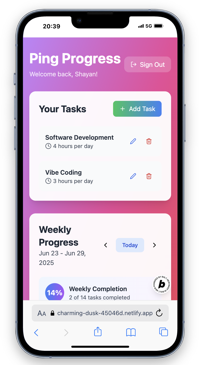 Ping Progress | Devpost