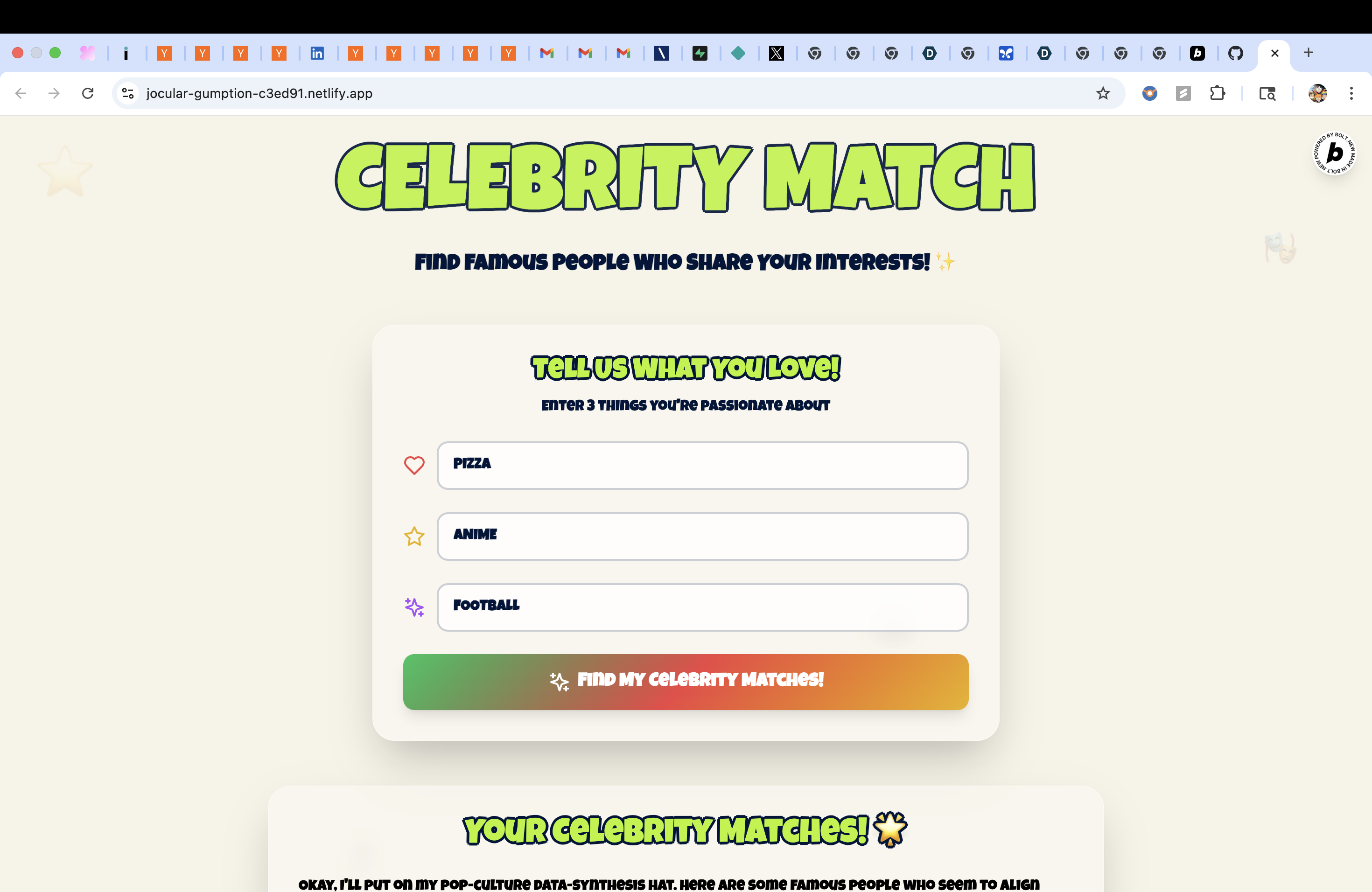 CELEBRITY MATCH | Devpost