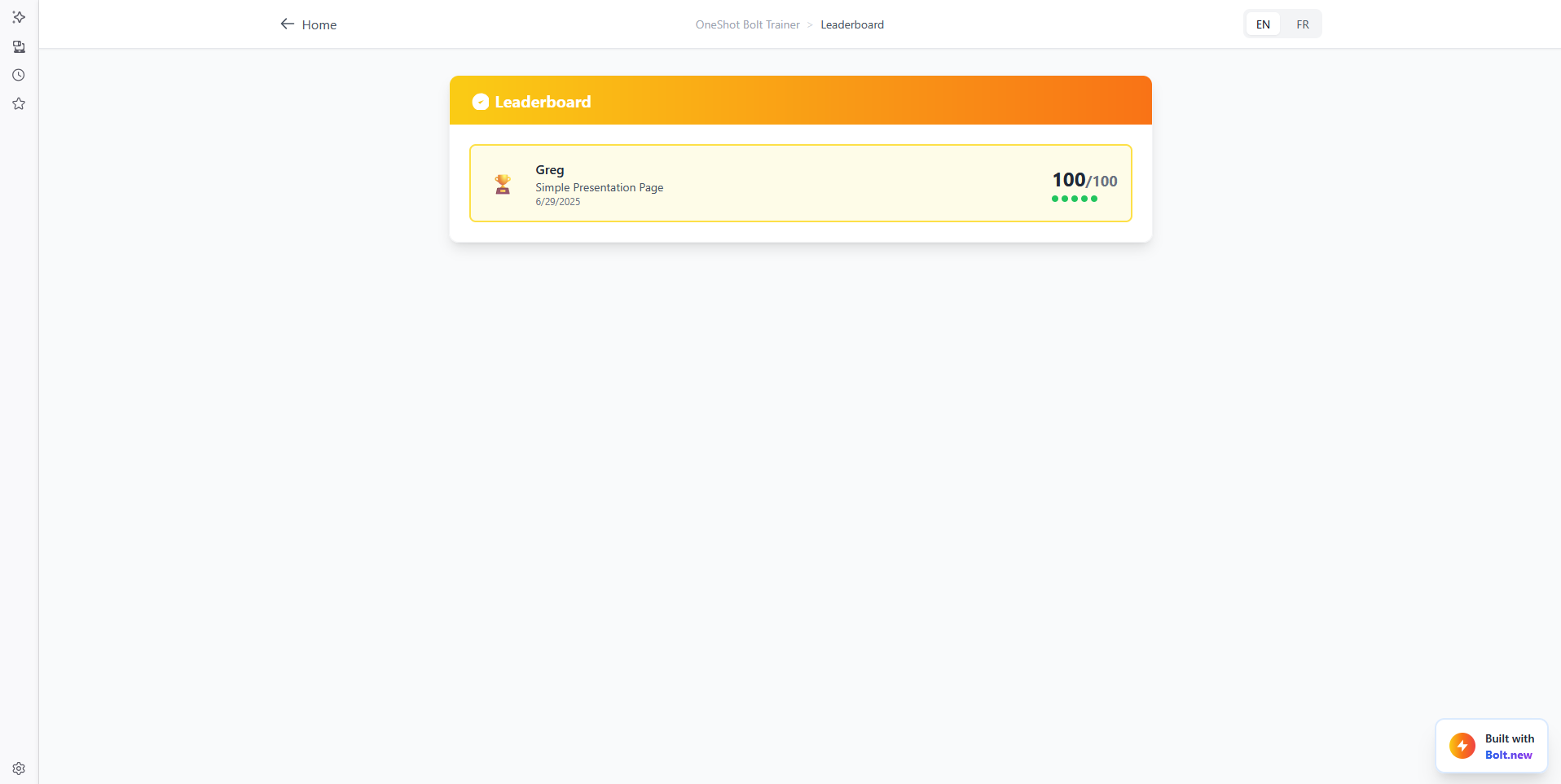OneShot Bolt Trainer | Devpost