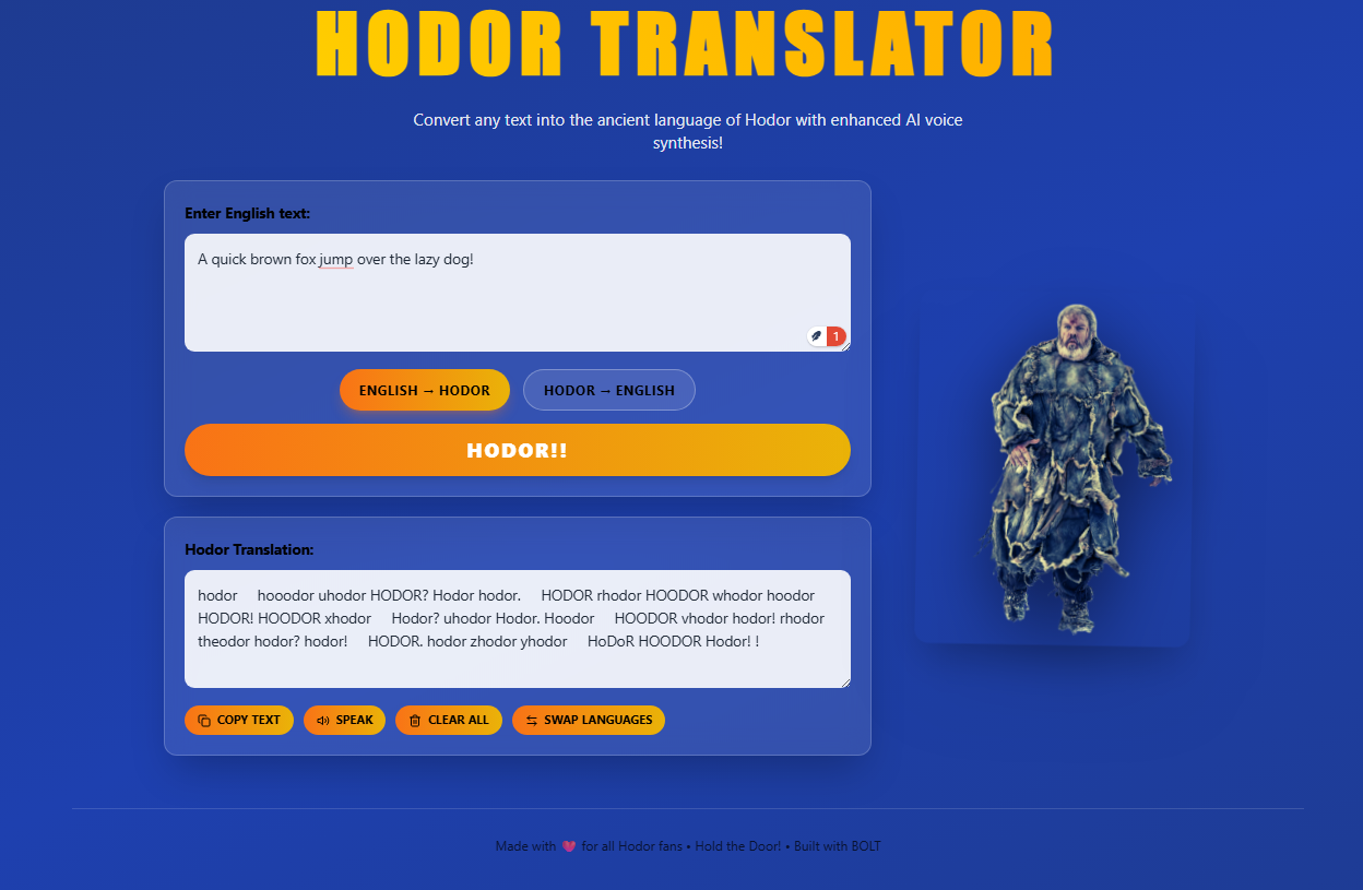 HODOR TRANSLATOR | Devpost