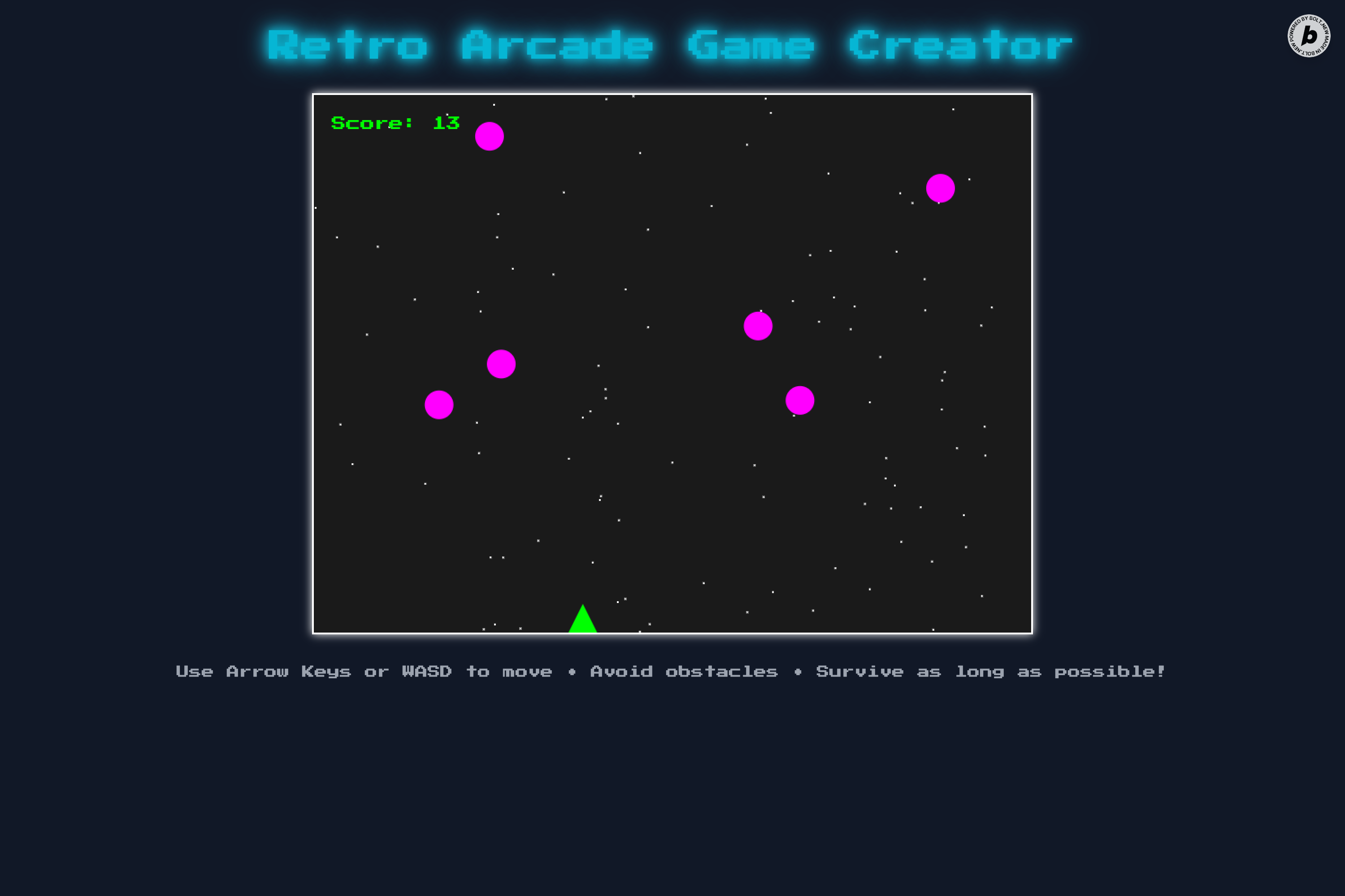 Retro Arcade Game Creator | Devpost